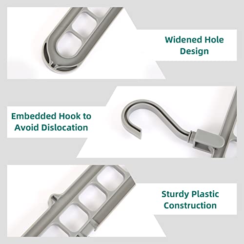 ZEDODIER Magic Hangers, Space Saving Hangers 5 Pack Sturdy Plastic 9-in-1 Hanger Closet Organizer(Grey)