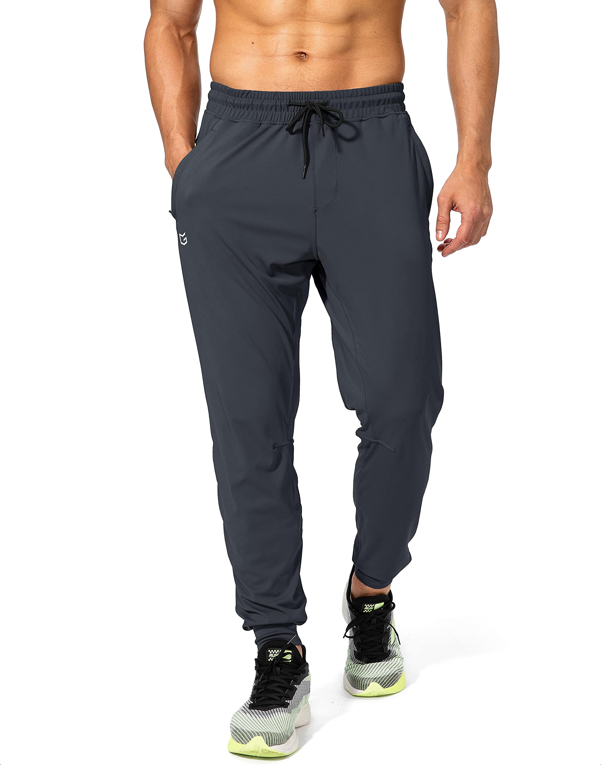 G Gradual Men's Sweatpants with Zipper Pockets Athletic Pants Traning Track Pants Joggers for Men Soccer, Running, Workout (Grey, Large)