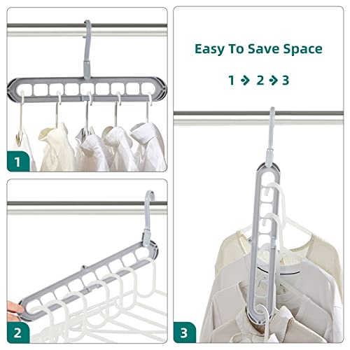 ZEDODIER Magic Hangers, Space Saving Hangers 5 Pack Sturdy Plastic 9-in-1 Hanger Closet Organizer(Grey)