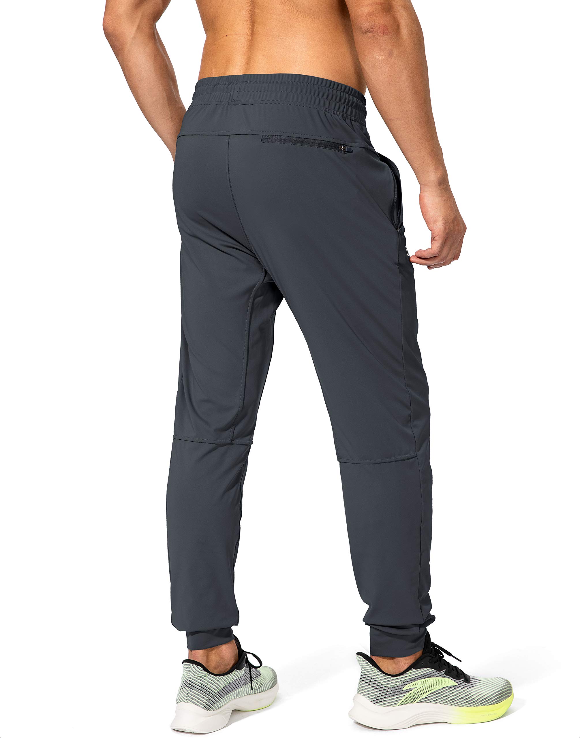 G Gradual Men's Sweatpants with Zipper Pockets Athletic Pants Traning Track Pants Joggers for Men Soccer, Running, Workout (Grey, Large)