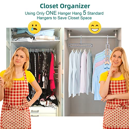 ZEDODIER Magic Hangers, Space Saving Hangers 5 Pack Sturdy Plastic 9-in-1 Hanger Closet Organizer(Grey)