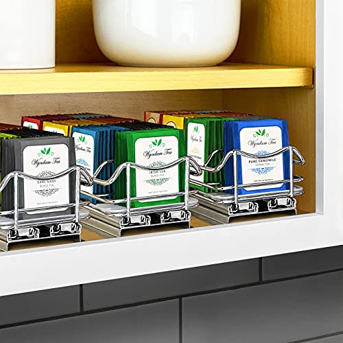 Lynk ProfessionalĀ® Slide Out Tea Bag Holder Organizer - Upper Kitchen Cabinet Pull Out Rack, Organize Up To 70 Tea Bags, Chrome