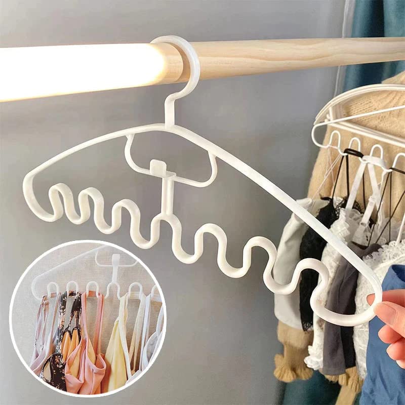 YOOUS Wave Pattern Stackable Hanger,Magic Multifunction Closet Hangers, Space-Saving Closet Organizers, for Slings, Scarves, Ties, Hangers, Closet Organizer Rack (Pink,5PCS)