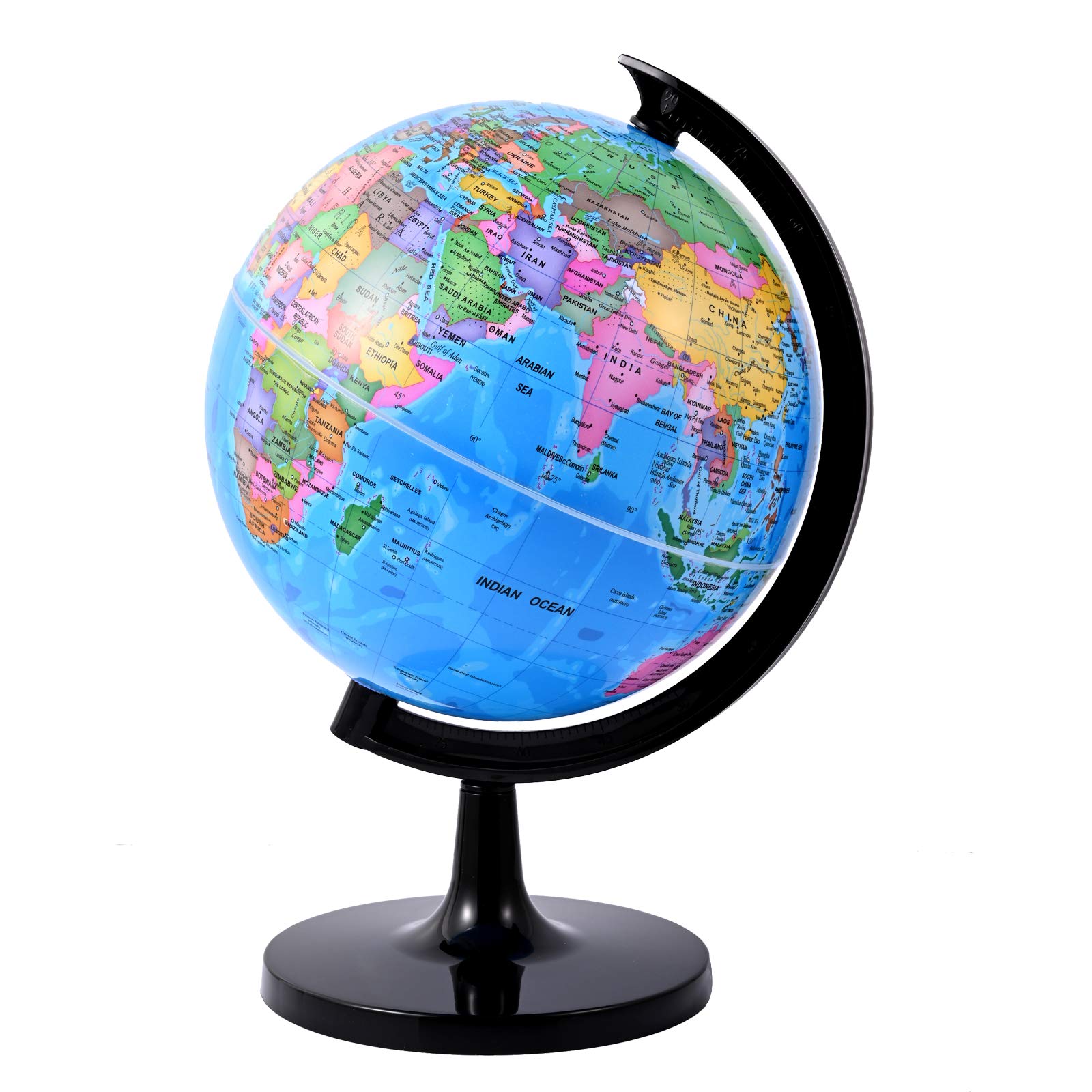 Wizdar 8'' World Globe for Kids Learning, DIY Assemble Educational Rotating World Map Globes Large Size Decorative Earth Children Globe for Classroom Geography Teaching, Desk and Office Decoration