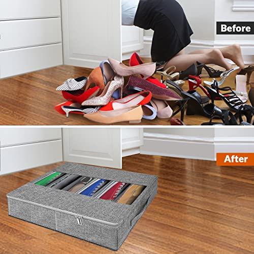 BOF Creations Under Bed Shoe Storage Organizers Pack of 2, Space Saving, Sturdy and Durable, Premium Material, Fit 10 Shoes for Students/Singles