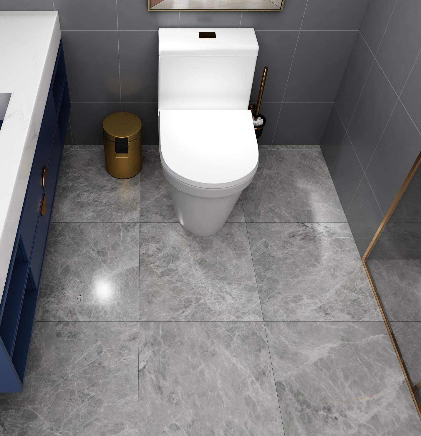 Livelynine Peel and Stick Floor Tile 12X12 Inch Grey Concrete Vinyl Flooring Peel and Stick Tile for Kitchen Flooring Bathroom Lamiante Flooring Waterproof Linoleum Flooring Tiles Sticky, 4 Pack