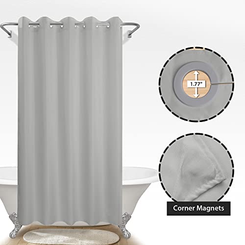 Extra Long No Hook Grey Shower Curtain or Liner Soft Microfiber - 84" Length Fabric Shower Curtain Liner Set, Machine Washable & Water Repellent, Gray, 71x86