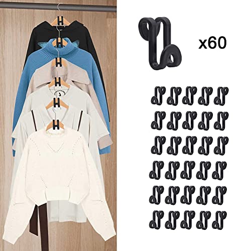 Clothes Hanger Connector Hooks, Cascading Hangers Hooks Space Saving for Clothes Hanger, Closet Organizer Space Savers 60 Pack
