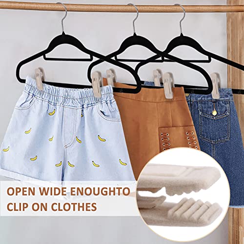 Velvet Hangers Clips,60 Pack 2.8" Baby Pants Hangers Velvet Clips,Flocking Plastic Clips for Hangers,Anti Slip Strong Finger Clips Perfect for Thin Velvet Hangers(Size:60 Pack)