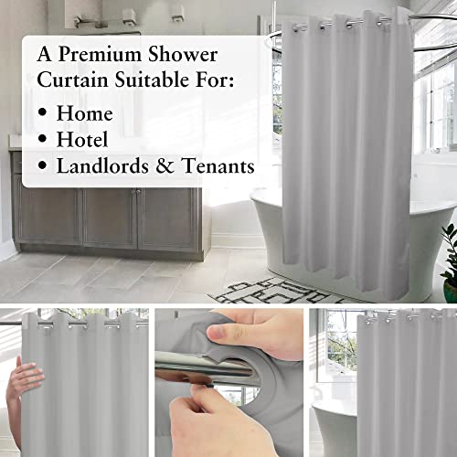 Extra Long No Hook Grey Shower Curtain or Liner Soft Microfiber - 84" Length Fabric Shower Curtain Liner Set, Machine Washable & Water Repellent, Gray, 71x86