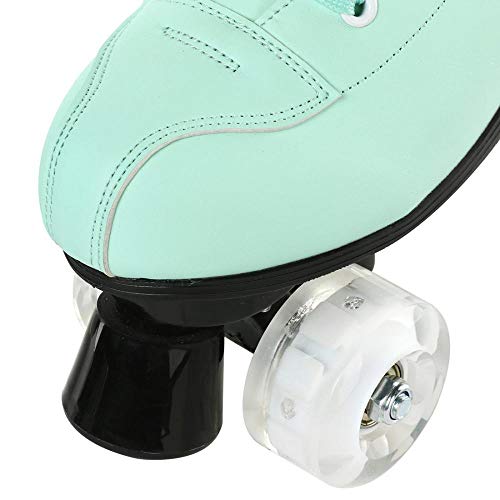 Roller Skate Shoes for Women Men,PU Leather High-top Double-Row 4 Wheel Roller Skates for Beginner, Unisex Indoor Outdoor Roller Skates with Shoes Bag (Flash wheel,43)