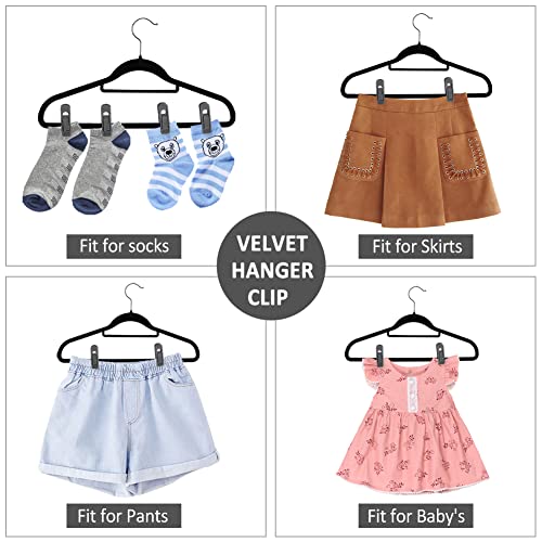 Velvet Hangers Clips,60 Pack 2.8" Baby Pants Hangers Velvet Clips,Flocking Plastic Clips for Hangers,Anti Slip Strong Finger Clips Perfect for Thin Velvet Hangers(Size:60 Pack)