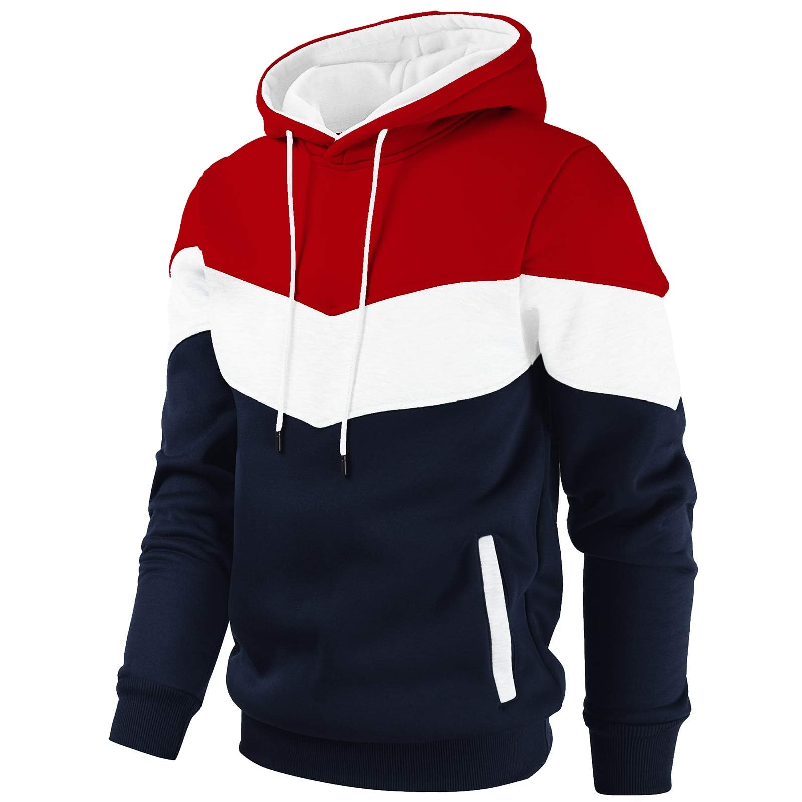 Gesean Mens Hoodies Pullover Long Sleeve Casual Hoodie for Men Hooded Sweatshirt Red Medium