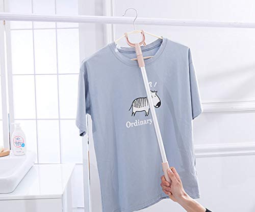 Closet Stick Pole,Closet Hook,Fashion Aluminum Alloy Telescopic Extending Reach Stick Clothes Poles/Rod/Hanger/Fork/Rail/Hooker/Stick for Clothes Rack/Closet/Ceiling/Shelf (Lotus Color)