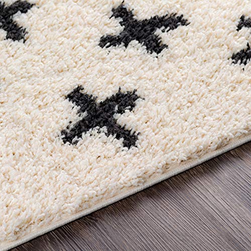 Livabliss Moroccan Soft Mora Shag Area Rug,6'7" x 9',Cream/Charcoal