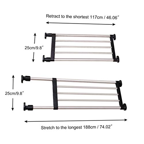 BAOYOUNI Expandable Shelf Closet Tension Rod Adjustable Shelving Unit Storage Rack Organizer Hanger Space Saving Divider for Wardrobe, Cupboard, Kitchen, Bathroom Use, Black