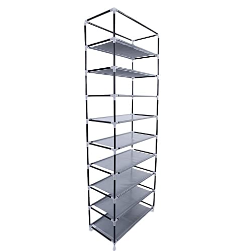10-Tier Shoe Tower Rack with Cover 27-Pair Shoe Storage
