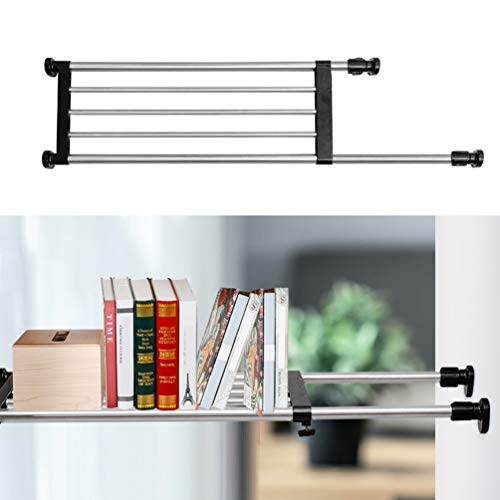 BAOYOUNI Expandable Shelf Closet Tension Rod Adjustable Shelving Unit Storage Rack Organizer Hanger Space Saving Divider for Wardrobe, Cupboard, Kitchen, Bathroom Use, Black