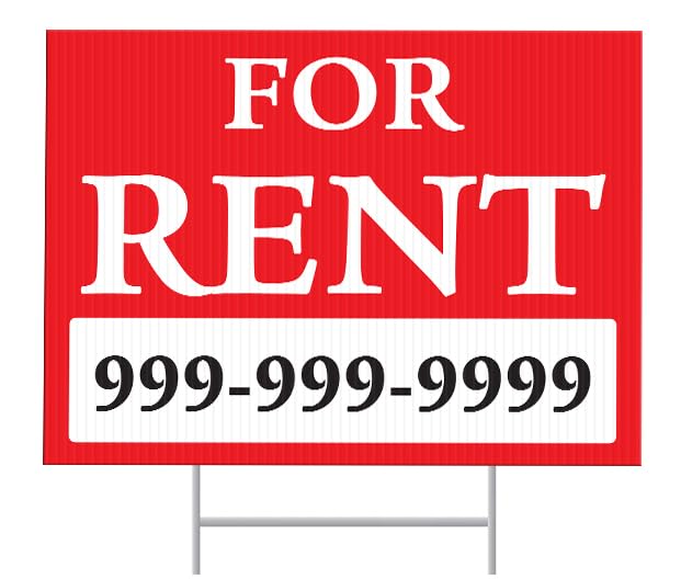 SignPro For Rent Yard Sign | For Rent CUSTOMIZABLE Yard Sign | For Rent Sign | 24" x 18" Corrugated Plastic Yard Signs with H Stakes | Double Sided (1)