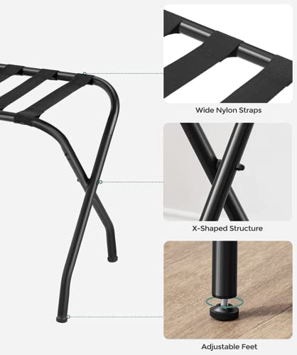 TRAVEL4D 2 Pack Luggage Racks Black Suitcase Stand for Bedroom 2 Foldable Suitcase Holders Heavy Duty Luggage Rack for Guest Room