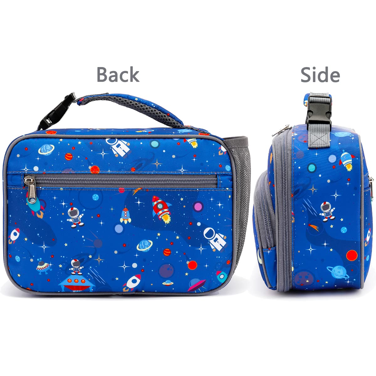 FlowFly Kids Lunch box Insulated Soft Bag Mini Cooler Back to School Thermal Meal Tote Kit for Girls, Boys, Astro&Rocket