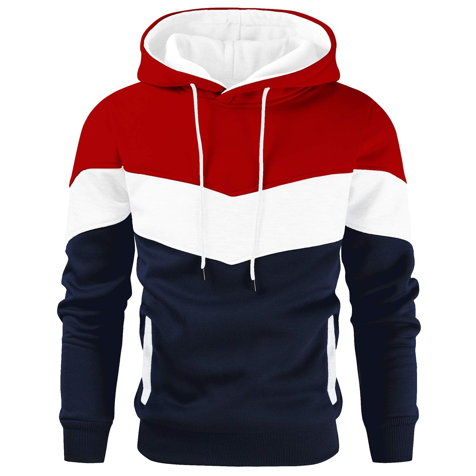 Gesean Mens Hoodies Pullover Long Sleeve Casual Hoodie for Men Hooded Sweatshirt Red Medium