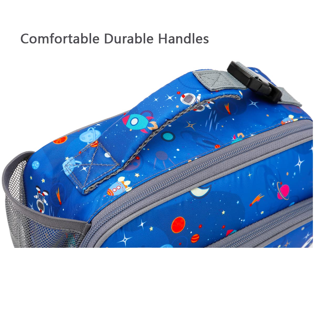 FlowFly Kids Lunch box Insulated Soft Bag Mini Cooler Back to School Thermal Meal Tote Kit for Girls, Boys, Astro&Rocket