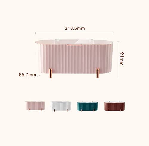 ABS Qtip Holder, 3 Compartments Cotton Pad Storage, Cotton Swab Dispenser, Q-tip Dispenser for Cotton Pads/Cotton Swabs/Beauty Eggs Suitable Bedroom, Bathroom, Dressing Table, Makeup Remover (HZM-02-White)
