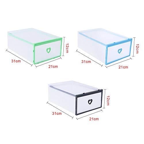 DNYSYSJ Shoe Storage Boxes, 24 Pack Shoe Storage Organizers Stackable Shoe Organizers, Clear Plastic Shoe Holder Containers Drawers (24 PCS Black, Black)