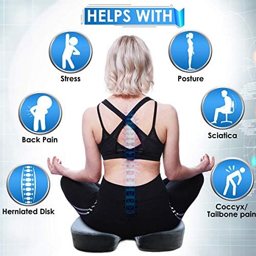Seat Cushion & Lumbar Support Pillow for Office Chair, Car, Wheelchair Memory Foam Chair Cushion for Sciatica, Lower Back&Tailbone Pain Relief Desk Pad with Adjustable Strap Washable Cover Grey