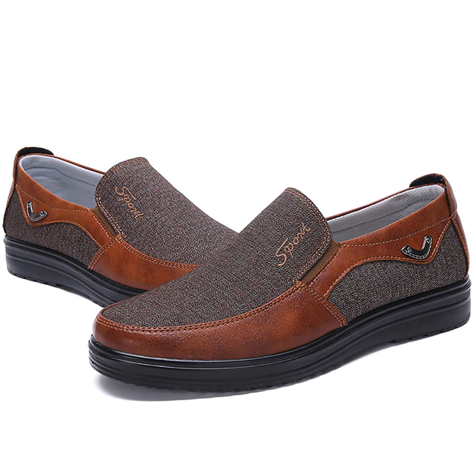 COSIDRAM Mens Loafer Casual Shoes Canvas Lightweight Driving Travel Walking Shoes Soft Slip on Brown 9.5