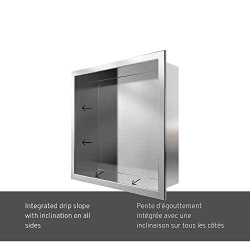Odass | Shower Niche | 12" X 12" | NO Tile Needed | Square Stainless Steel #304 Niche | Brush Recessed Single Shelf Organizer | Bathroom Storage for Shampoo Bottle