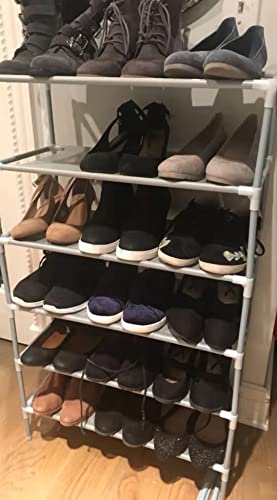 Fansdurack Shoe Rack-Shoe Rack Storage Organizer 10 Tier Shelf 9 Tier Non-Woven Compartment Portable Shoe Rack With Dustproof Cover Vertical Shoe Rack for Cloest Easy to Assembly (Grey)
