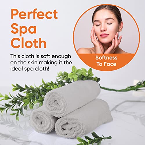 Superio Cotton Terry Washcloths Grey Towels 100% Cotton Cleaning Cloth 16" Rags Wash Clothes for Body and Face, Spa Towels, Multi Purpose (12 Pack)