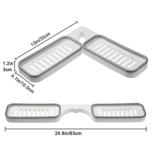Foldable Corner Shower Caddy, No Drilling Self Adhesive Shower Organizer, Wall Mounted Bath Shelf, Shower Storage Rack for Bathroom, Kitchen, Living Room (Grey)