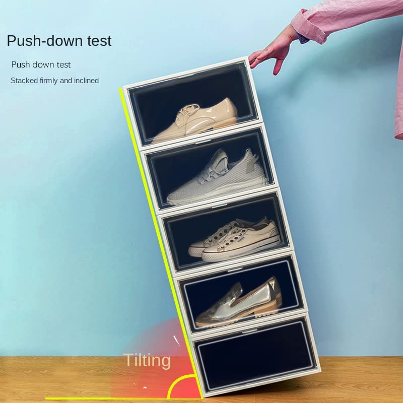 Shoe Storage, 12 Pack Large Shoe Organizer for Closet, Shoe Boxes Clear Plastic Stackable Shoe Storage Boxes for (White)