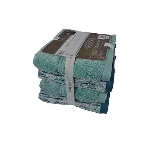 kathy ireland® 100% Cotton Hand Towels Set, 4 Piece Bathroom Towels, Ultra Soft, Highly Absorbent Luxury Hotel & Spa Towels Large Hand Towel, 600 GSM (Aqua)