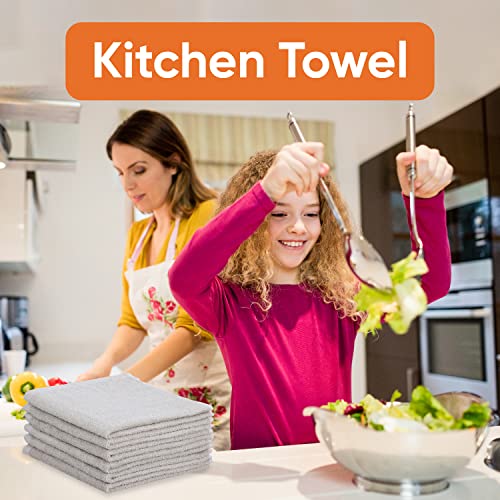 Superio Cotton Terry Washcloths Grey Towels 100% Cotton Cleaning Cloth 16" Rags Wash Clothes for Body and Face, Spa Towels, Multi Purpose (12 Pack)