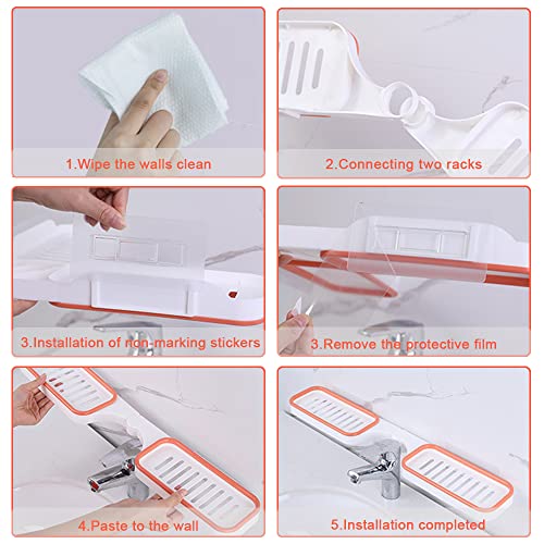 Foldable Corner Shower Caddy, No Drilling Self Adhesive Shower Organizer, Wall Mounted Bath Shelf, Shower Storage Rack for Bathroom, Kitchen, Living Room (Grey)