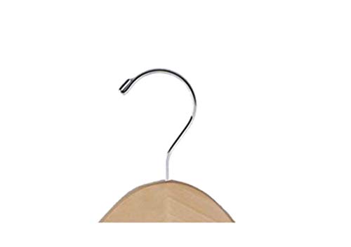 NAHANCO 81-17CH20 17" Flat Wood Hanger with Notches, Chrome Hook, Natural (Pack of 20)