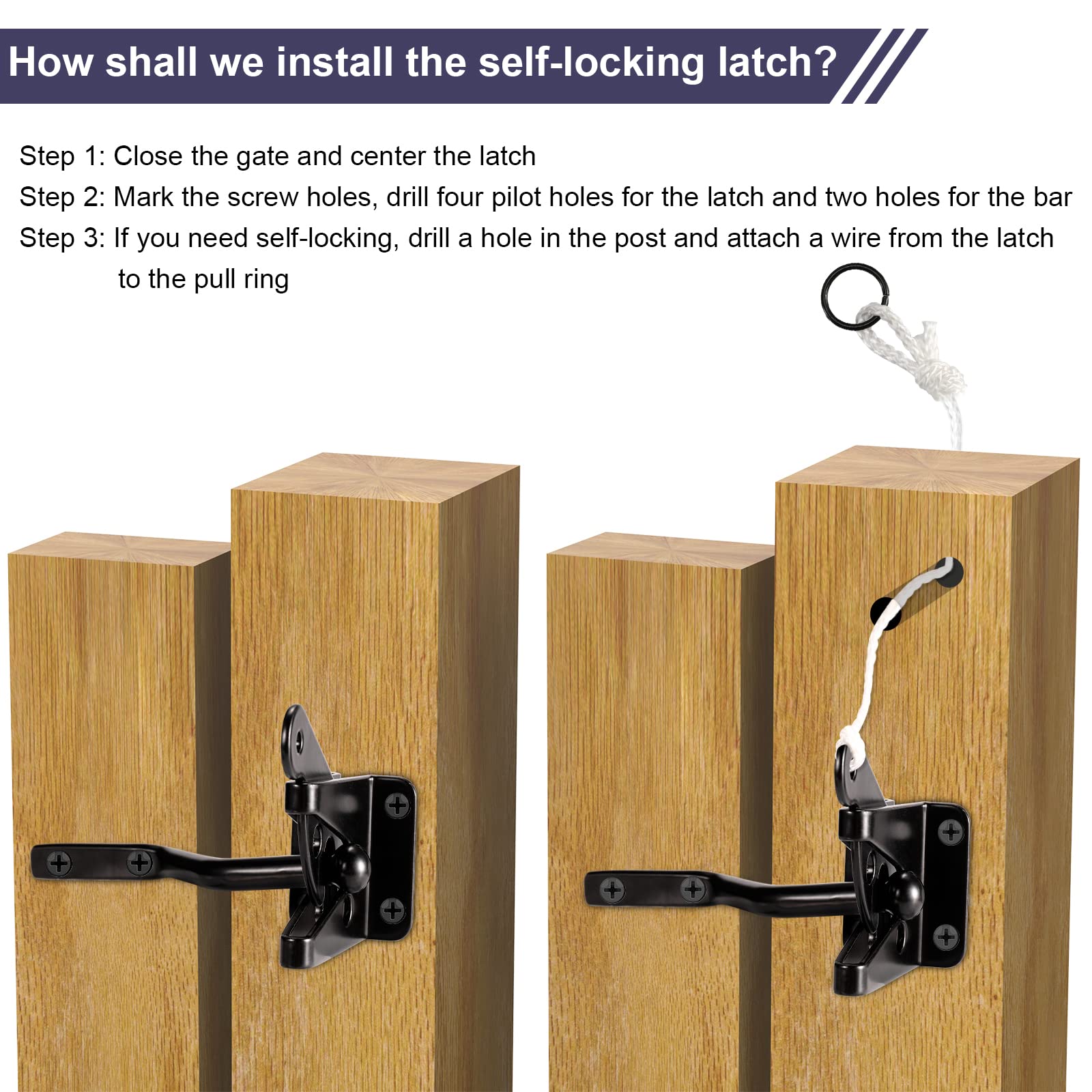 GoldOrcle Anti Sag Gate Kit Heavy Duty No Sag Kit for Wooden Gate Fence with a Gate Latch