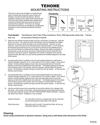 TEHOME Black Metal Framed Recessed Bathroom Medicine Cabinet with Mirror Rectangle Beveled Vanity Mirrors for Wall 16 x 24 inches