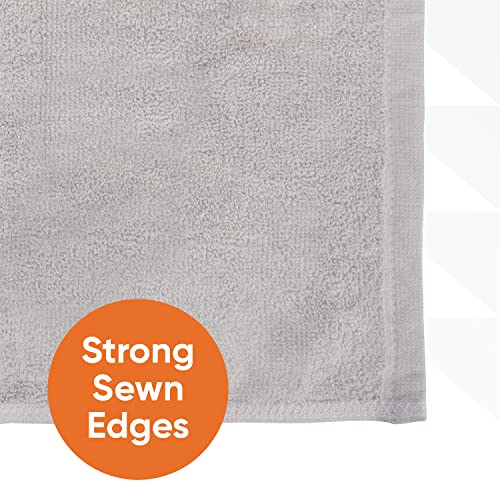 Superio Cotton Terry Washcloths Grey Towels 100% Cotton Cleaning Cloth 16" Rags Wash Clothes for Body and Face, Spa Towels, Multi Purpose (12 Pack)