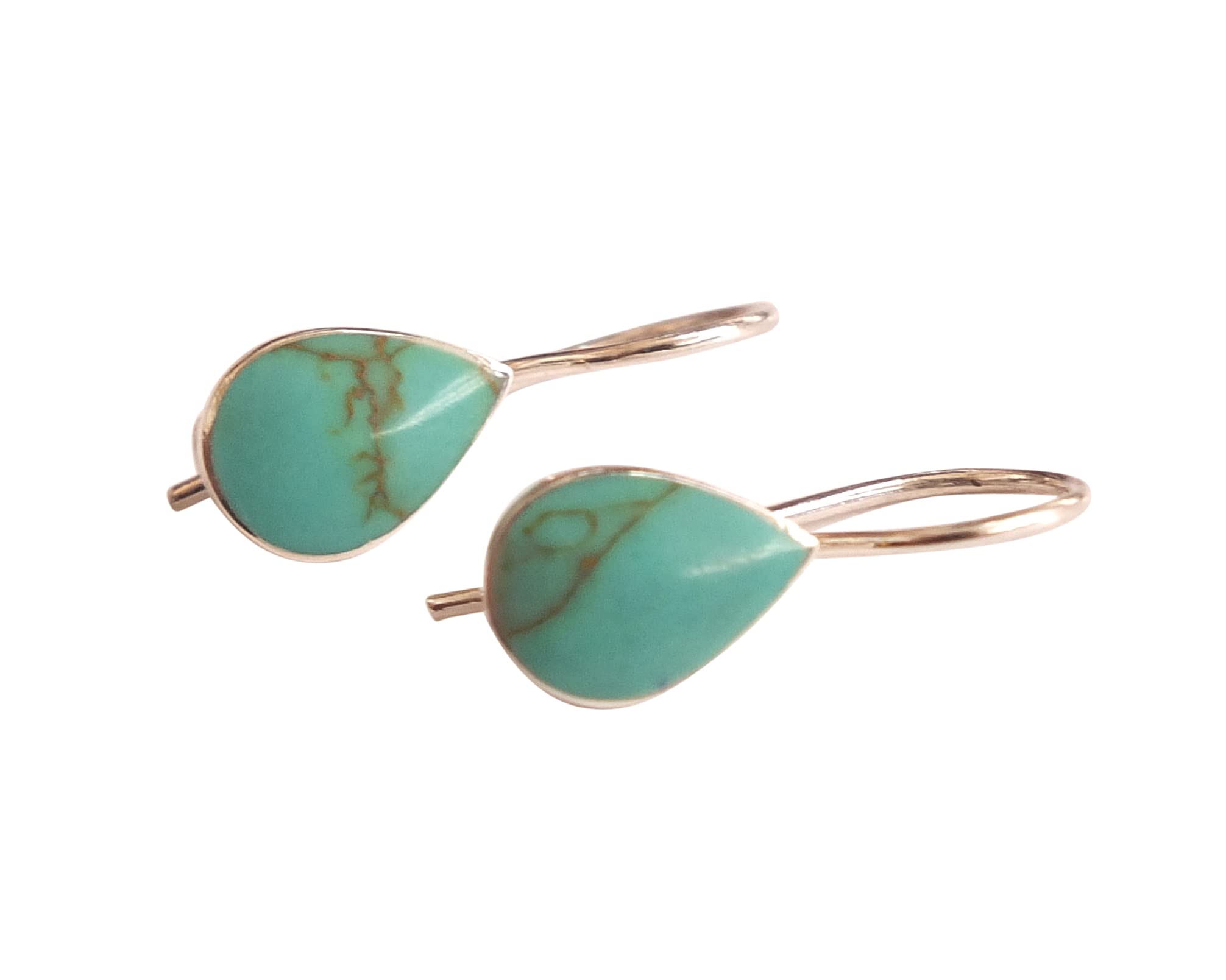 Handmade Turquoise Dangle Earrings, 925 Sterling Silver, Pear Shape 11x8mm Reconstructed Turquoise Gemstone Drop Earrings for Women, Tarnish & Water Resistant, By MiYa Jewelry Creations