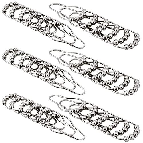 Shower Curtain Rings, Shower Curtain Hooks Brushed Nickel, 36 PCS Metal Ring for Shower Curtain Rods