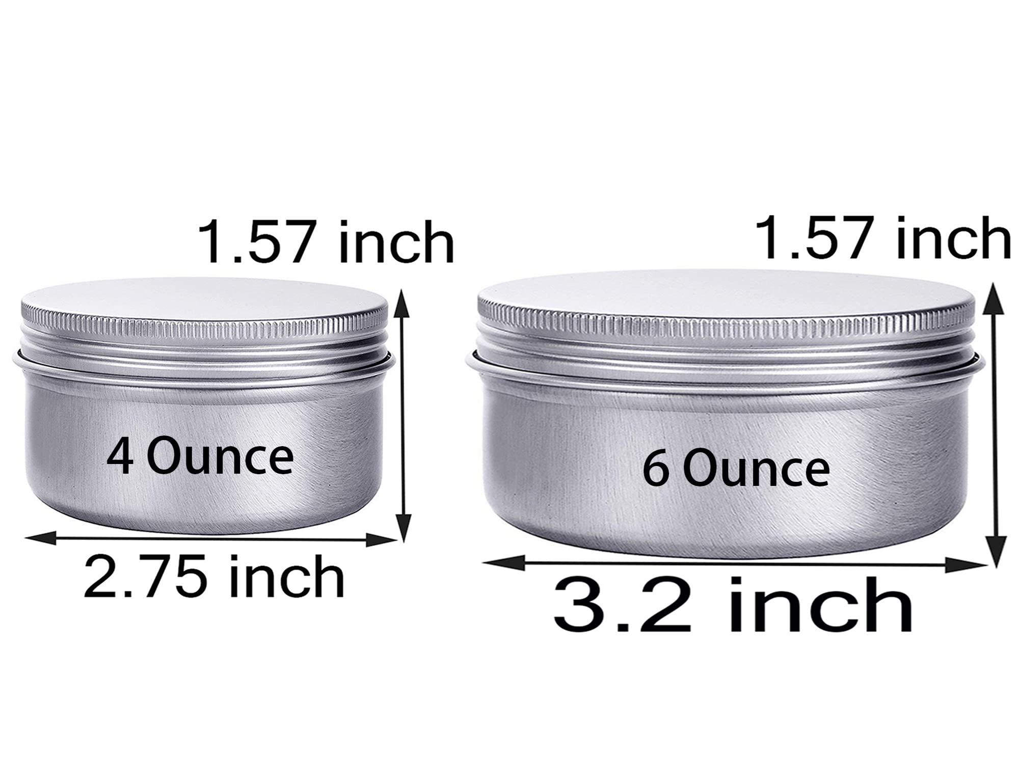 6 Ounce Aluminum Cans 180 mL Screw Lid Metal Storage Tins Containers for Storing Spices, Candies, Lip Balm, Candles, 12 Pcs.
