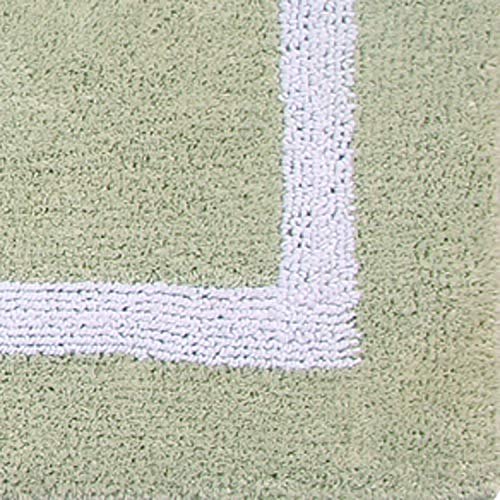 Better Trends Hotel Collection is Super Absorbent Reversible Double Sided Thick Bath Mat Rug Machine Washable 100% Cotton in Race Track Pattern, 30" Round, Sage & White