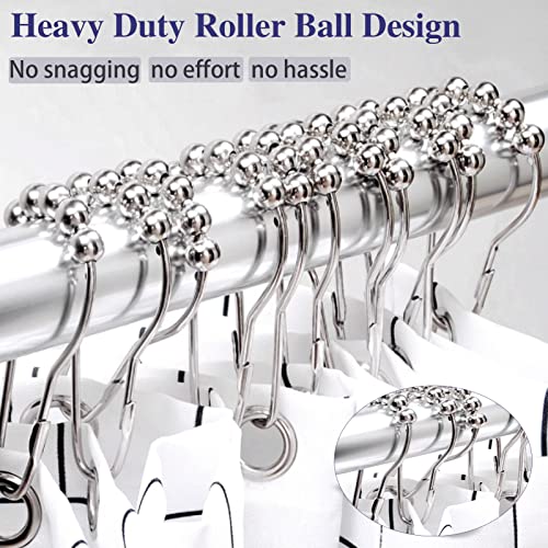 Shower Curtain Rings, Shower Curtain Hooks Brushed Nickel, 36 PCS Metal Ring for Shower Curtain Rods