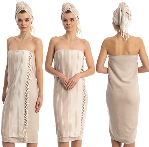 DEMMEX Certified 100% Organic Cotton & Organic Dye Prewashed XL Diamond Weave Turkish Cotton Towel Peshtemal Blanket for Bath,Beach,Pool,SPA,Gym, 71x36 Inches,14 Oz (Beige)