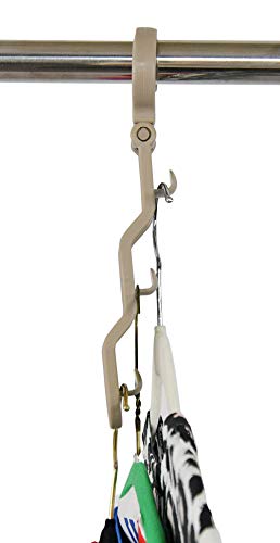 HOME-X Multifunctional Vertical Hanger, Closet Organizer, Space-Saving Shirt and Pants Hanger, Cascading Hooks for Hangers, 9 ½" L x 2" W x ¾ H, Set of 2, Black, Brown